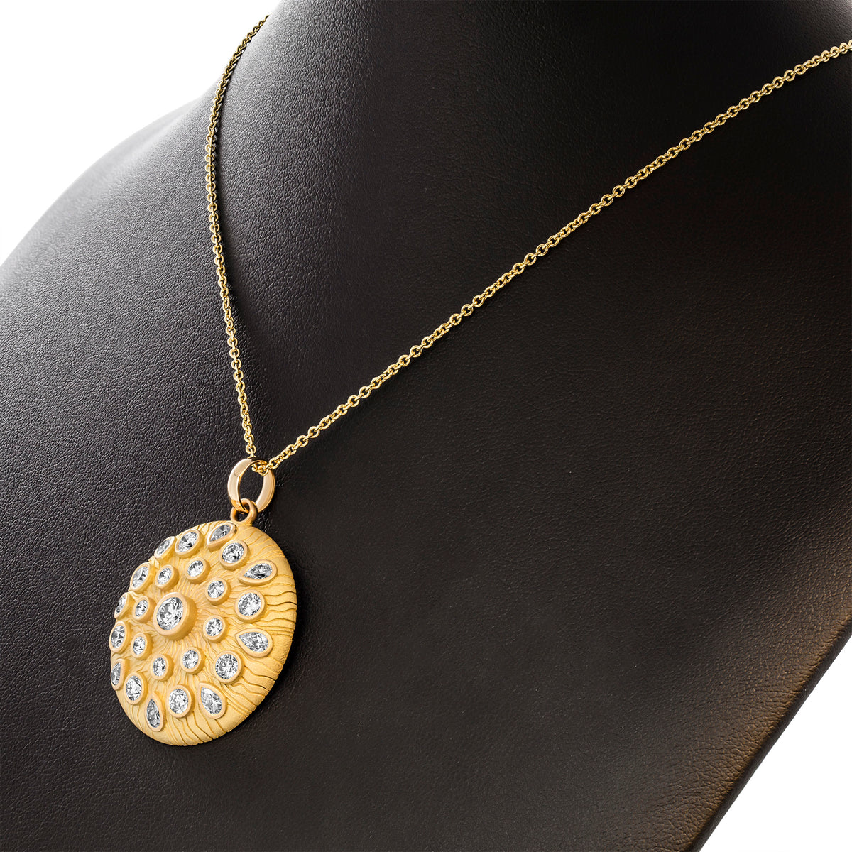 18K Yellow Gold and Diamond Medallion Pendant — M&V Vanguard Jewelry