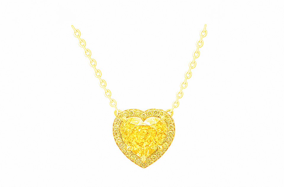 GIA Certified Pendant with 6.03ct Fancy Intense Yellow Heart Shape Dia ...