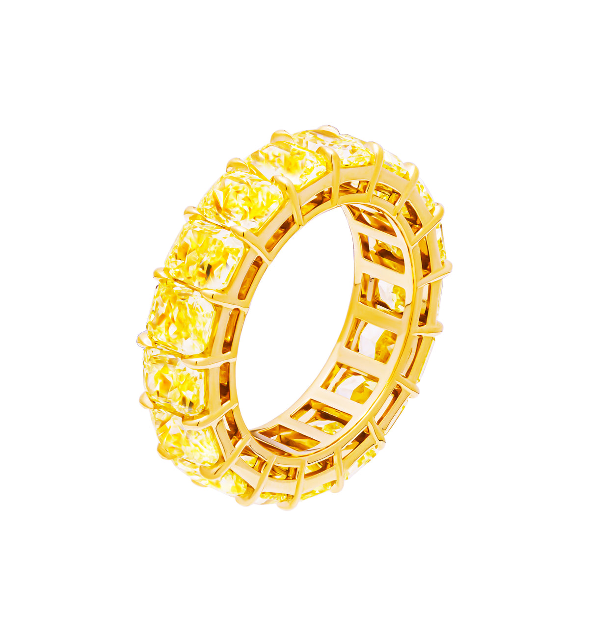 GIA Certified Band with Fancy Intense Yellow Radiant Cut Diamonds — M&V ...