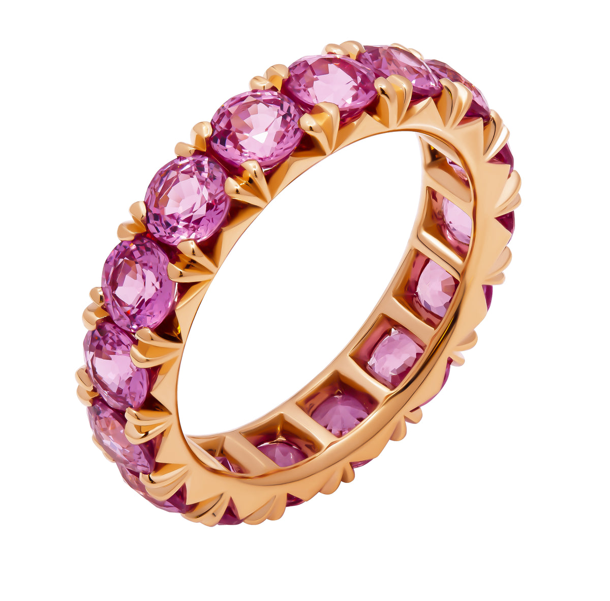 Eternity Band in 18K Rose Gold with Pink Sapphires — M&V Vanguard Jewelry