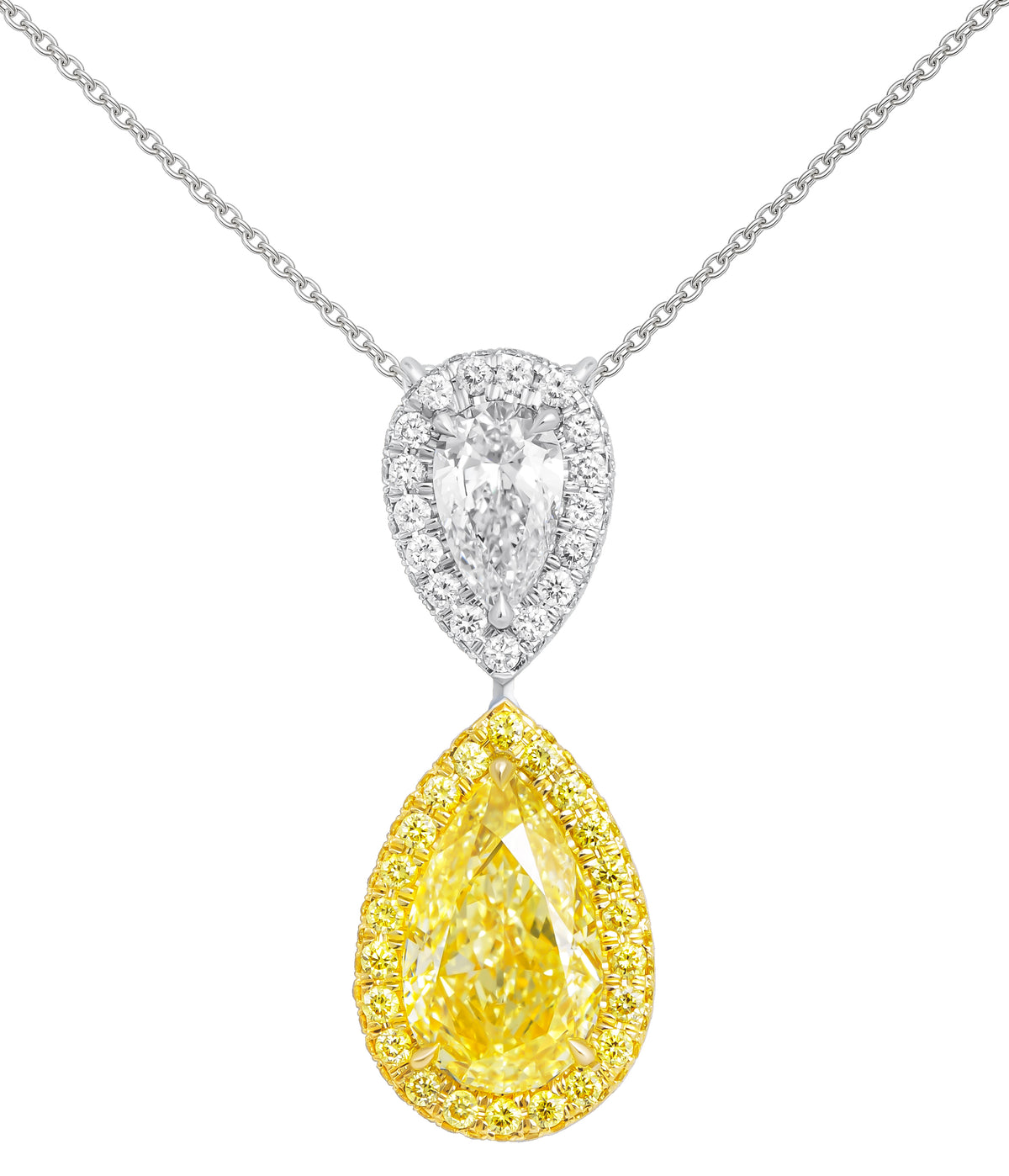 Drop Pendant with 3.05ct Fancy Intense Yellow Pear Shape — M&V Vanguard ...
