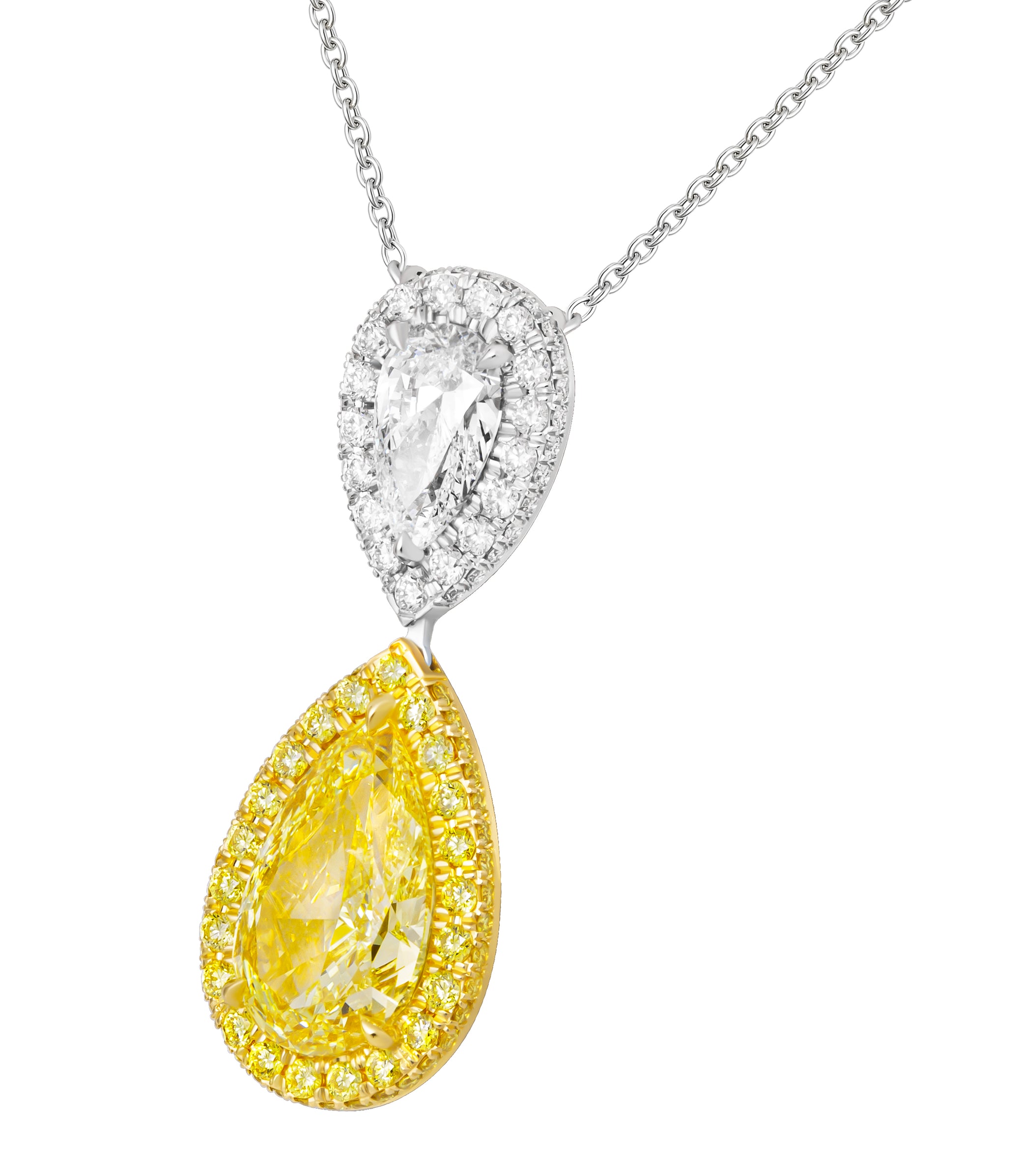 Drop Pendant with 3.05ct Fancy Intense Yellow Pear Shape — M&V Vanguard ...