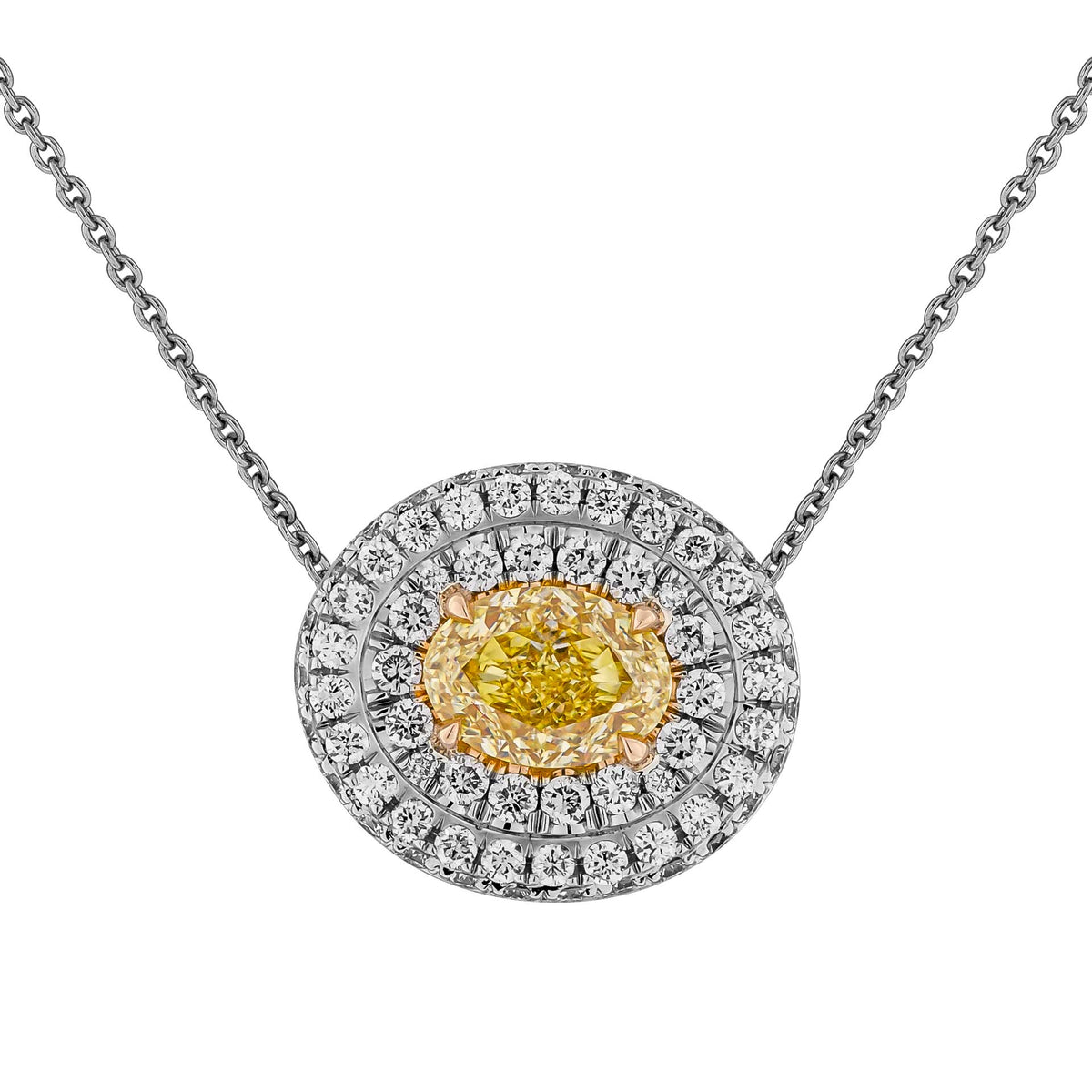 GIA Certified Oval Fancy Intense Yellow Diamond Pendant — M&V Vanguard ...